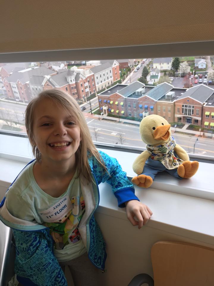 Kayleigh finds comfort in cuddy companion | Gabe's Chemo Duck